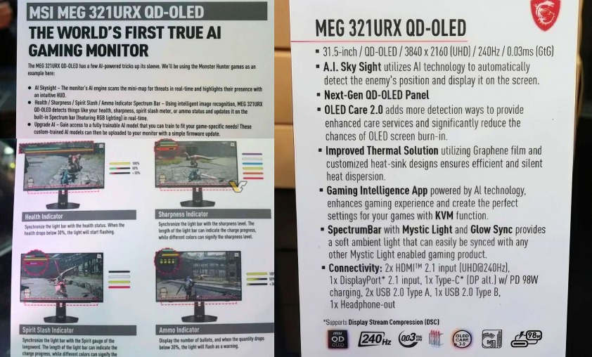 MSI Shows Off MEG 321URX 4K 240Hz OLED Gaming Monitor With “Cheating ...